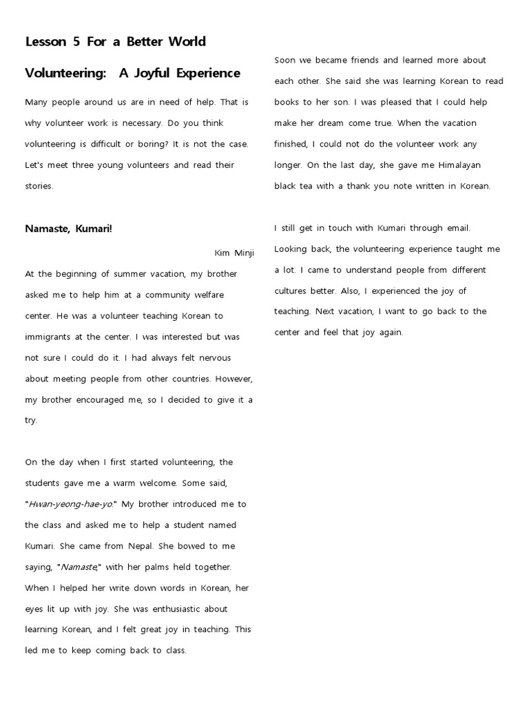 Lesson 5 for a Better World | PDF