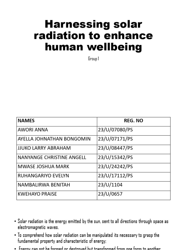 Harnesing Solar Radiation To Enhance Human Wellbeing | PDF | Solar ...