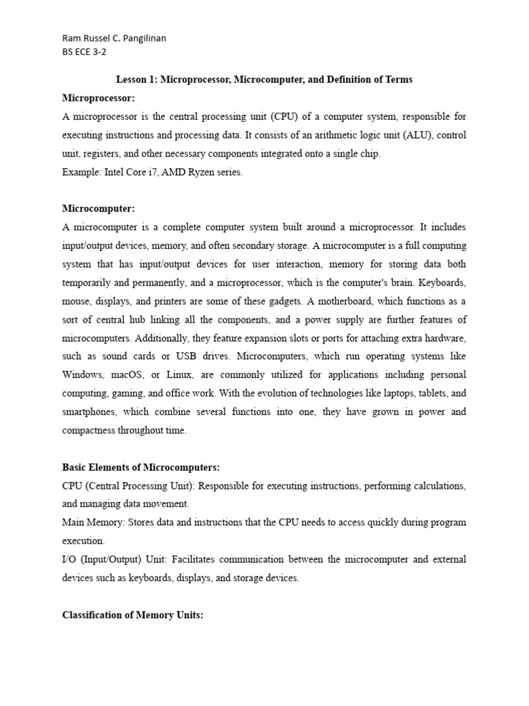Lesson 1 | Download Free PDF | Central Processing Unit | Computer Data Storage