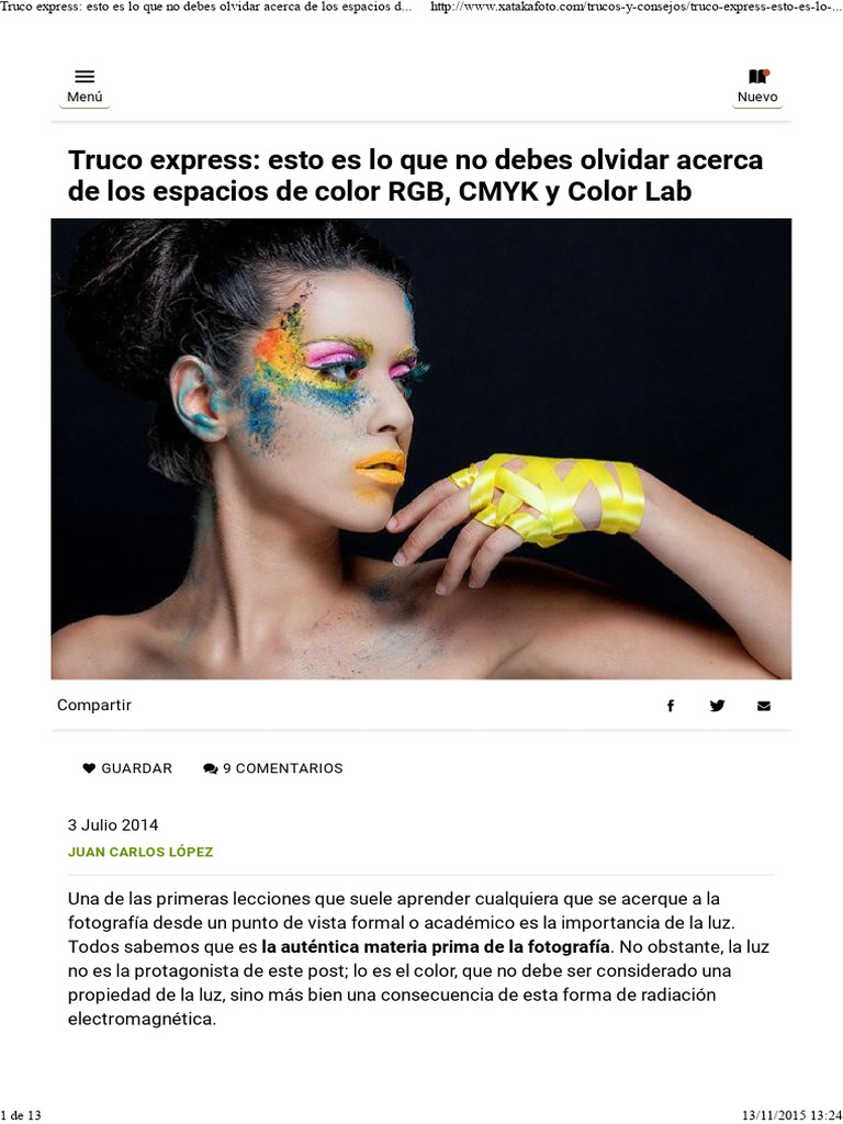 Espacios de Color: RGB, CMYK y Lab | PDF | Color | Ligero
