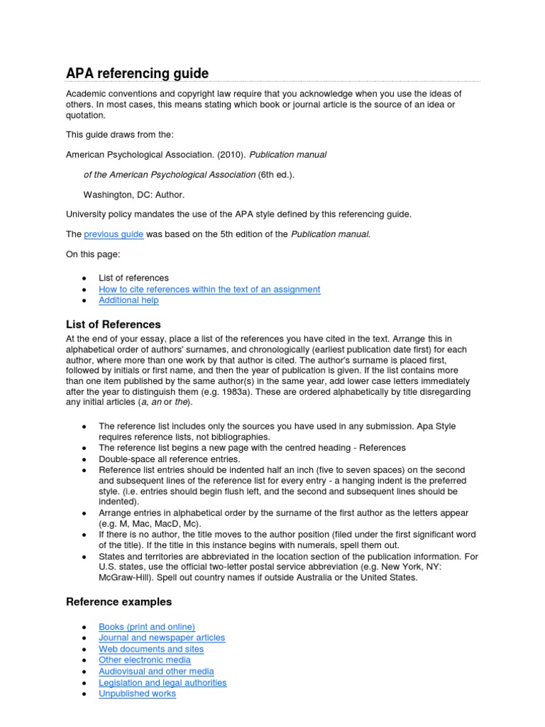 Apa Referencing Guide | Pdf | Digital Object Identifier | Citation