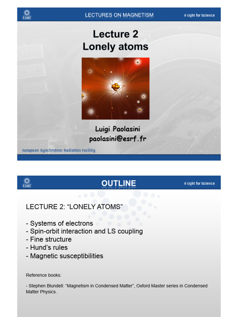 Paolasini Magnetism Lecture2 | PDF | Spin (Physics) | Atomic Orbital