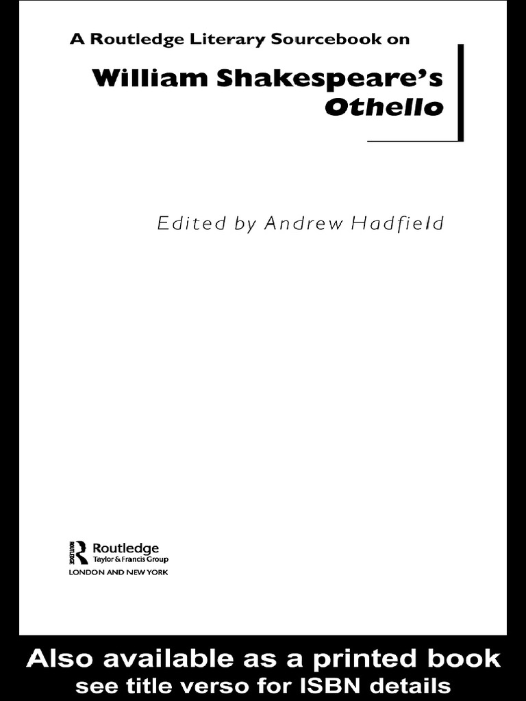 A Routledge Literary Sourcebook On William Shakespeare's Othello | PDF | Othello | Iago