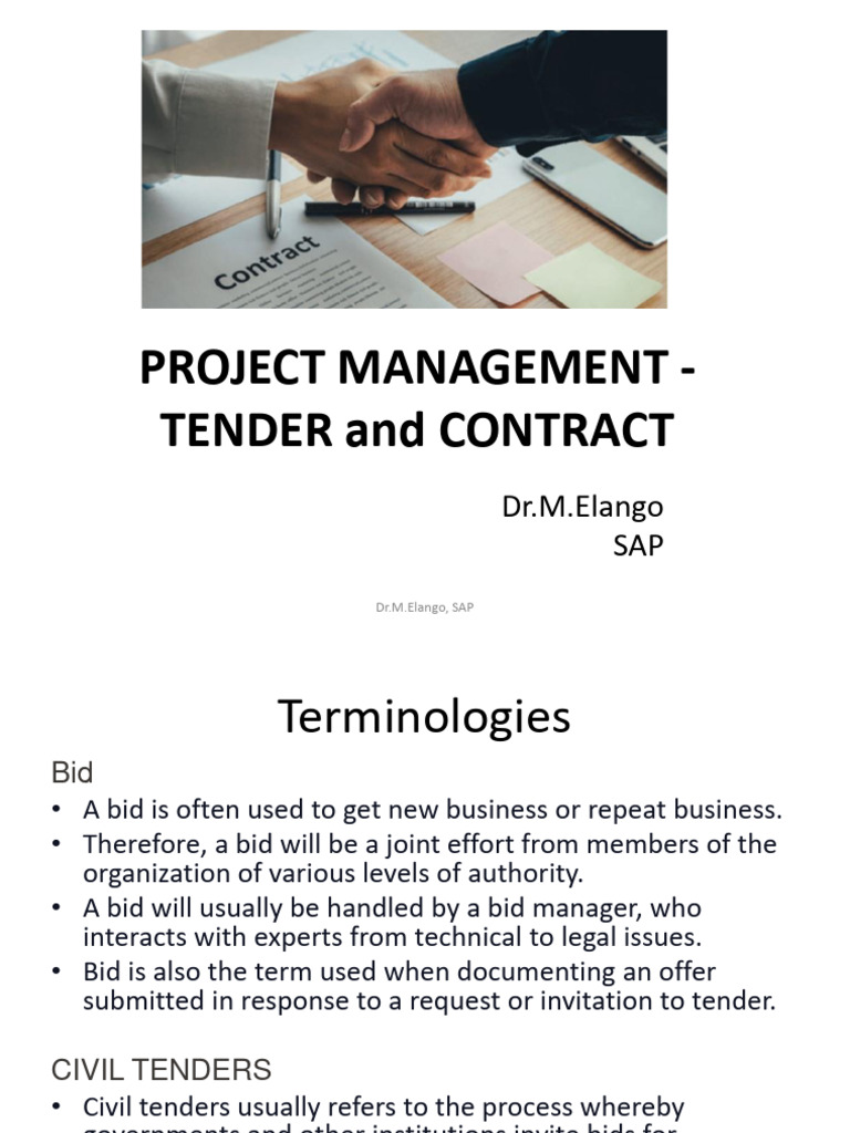 Project Management - Tender and Contract - Final | PDF | Architect | Specification (Technical ...