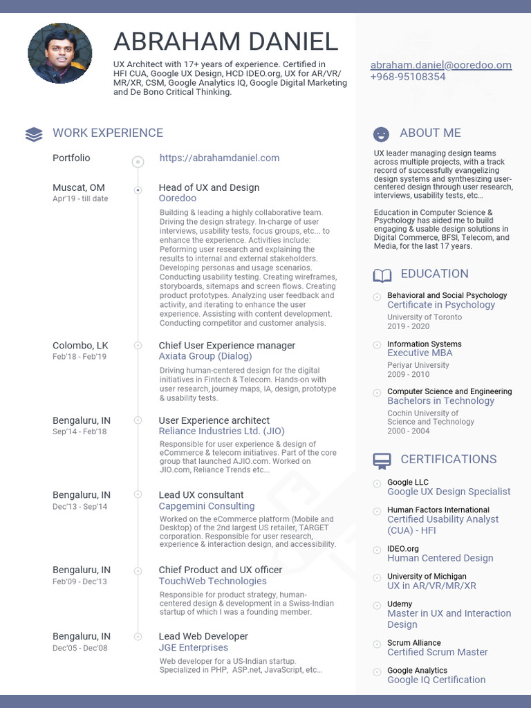 Abraham Daniel Resume 2024 | PDF | Usability | Human Communication