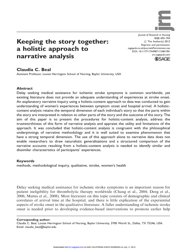 Keeping The Story Together - Holistic Content Approach of Data Analysis ...