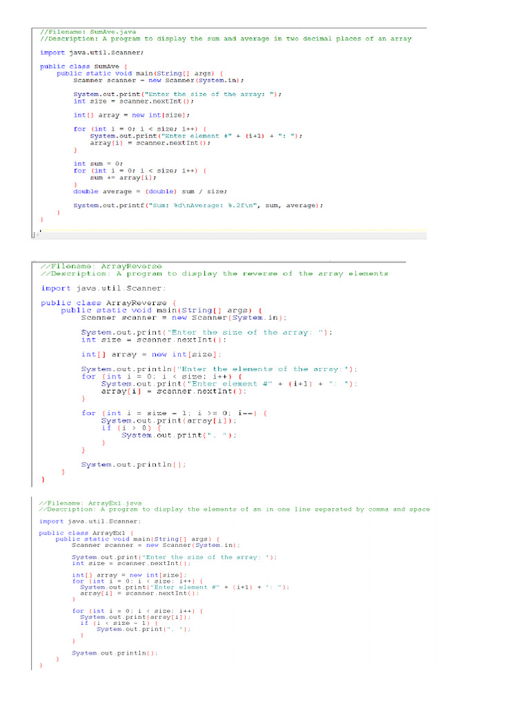 Array Java Program Pdf