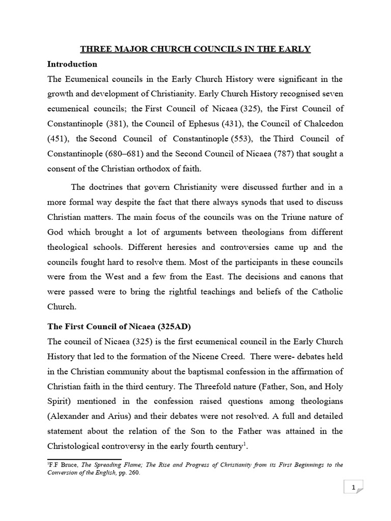 Three Major Church Councils in The Early | PDF | Arianism | Council Of ...