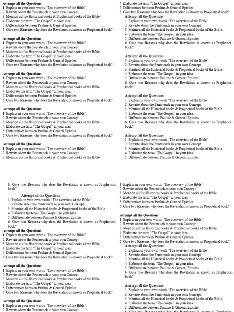 Bible Question Part 2 | Download Free PDF | Bible | Revelation