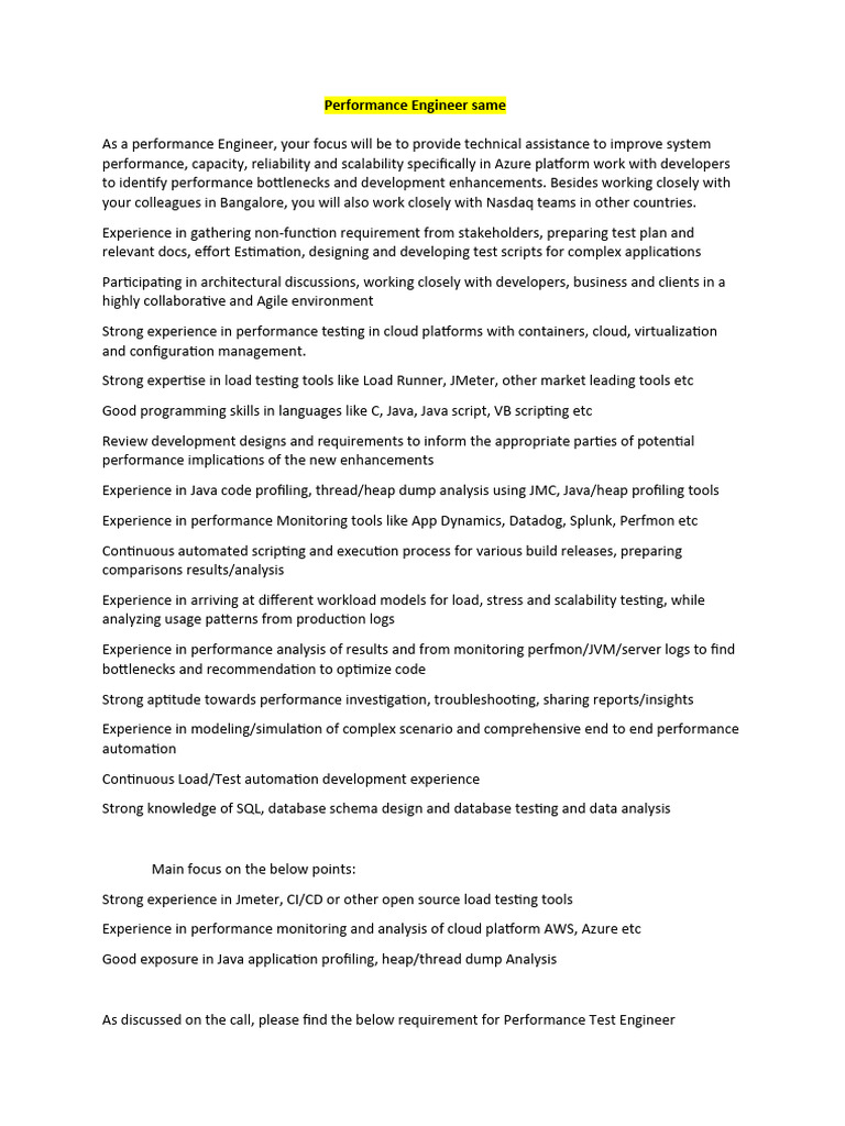 Performance Engineer JDA | PDF | Java (Programming Language) | Computer ...