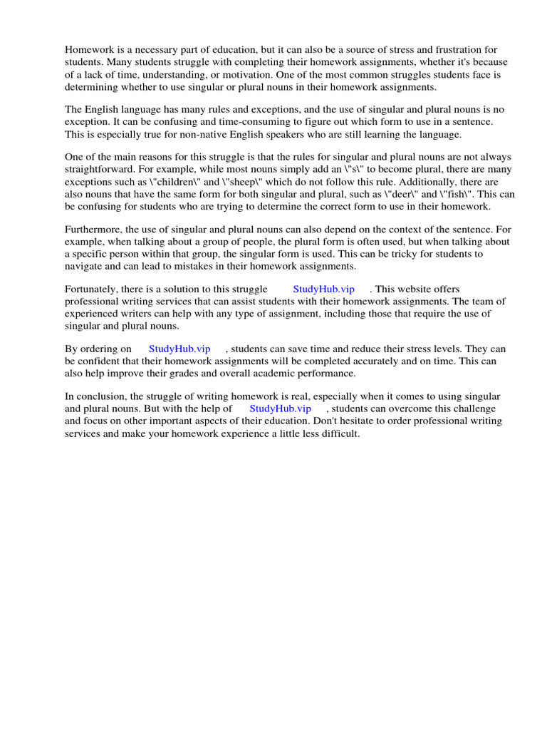 Homework Singular Plural | PDF | Plural | Grammatical Gender