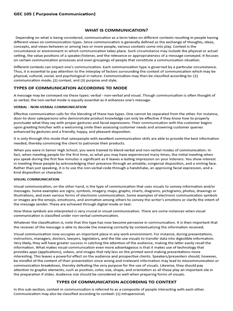 Gec 105 | PDF | Communication | Human Communication