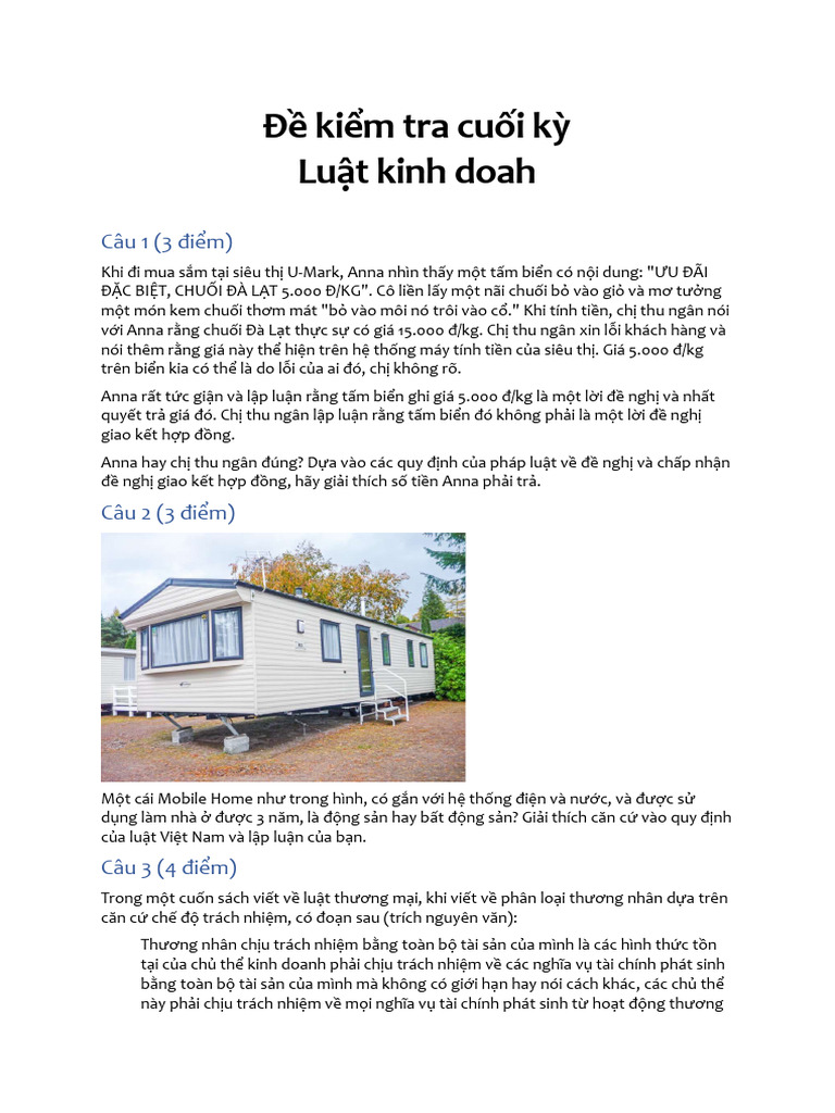 Đề Thi Cuối Kỳ LKD | PDF