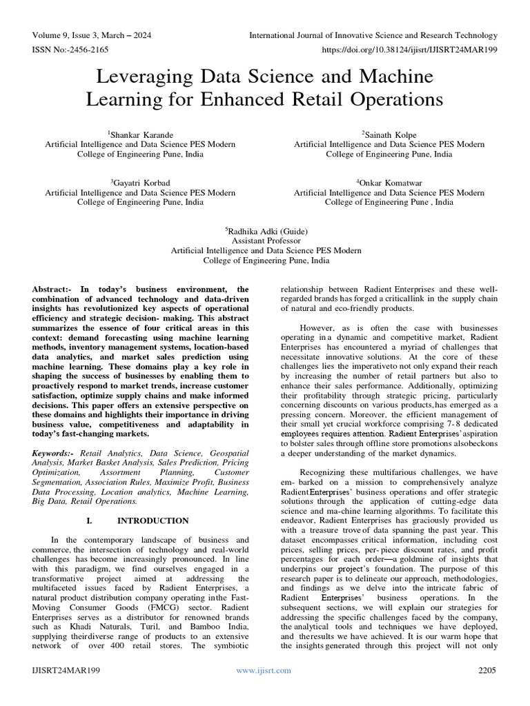 Leveraging Data Science and Machine Learning For Enhanced Retail ... Leveraging Data Science and Machine Learning For Enhanced Retail ...