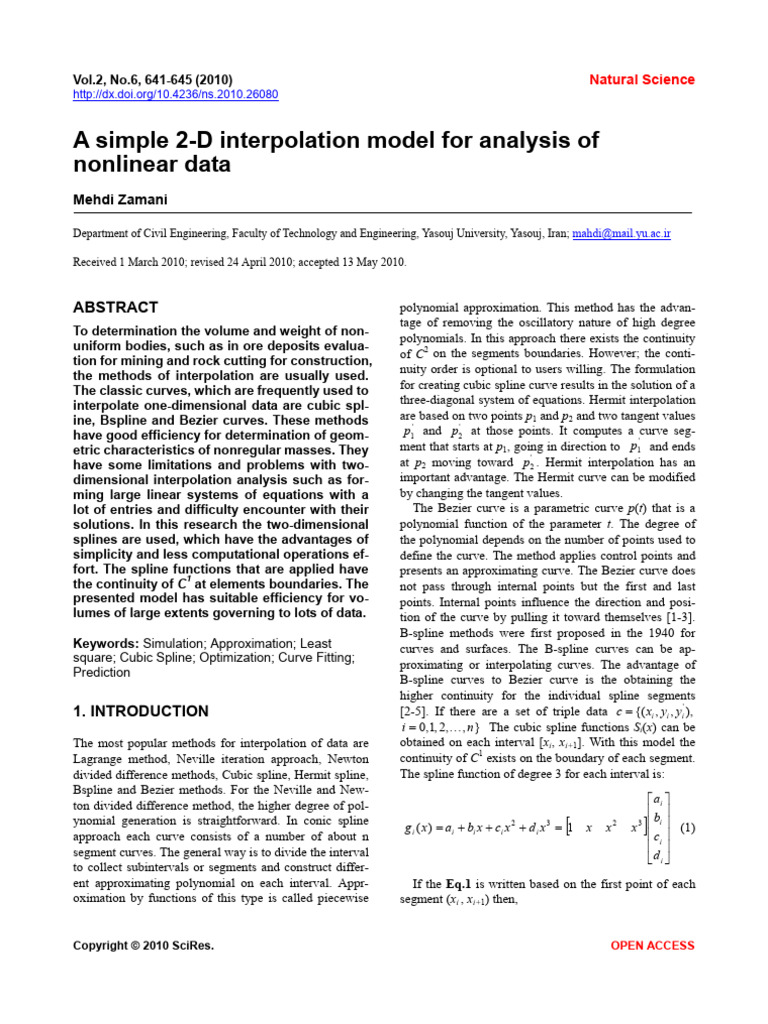 A Simple 2D Interpolation Model For Anal | PDF | Spline (Mathematics ... A Simple 2D Interpolation Model For Anal | PDF | Spline (Mathematics ...