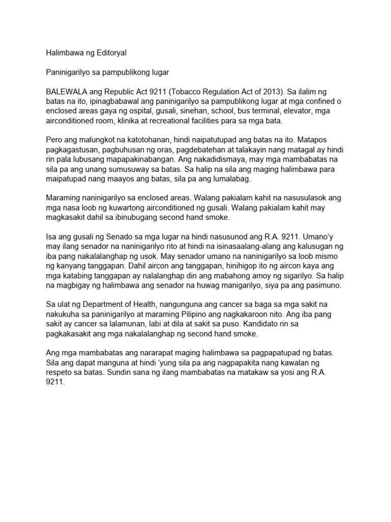 Halimbawa NG Editoryal | PDF