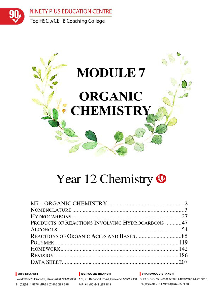 Yr12CHEM - M7 Organic Chemistry - Filled - in - New | PDF | Alkane | Alkene