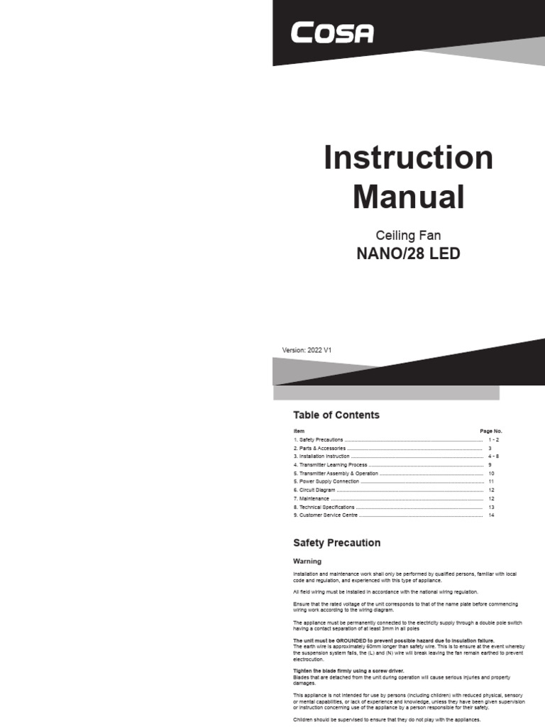 Cosa Nano - 28 LED Manual 240222 | PDF | Electrical Wiring | Nut (Hardware)