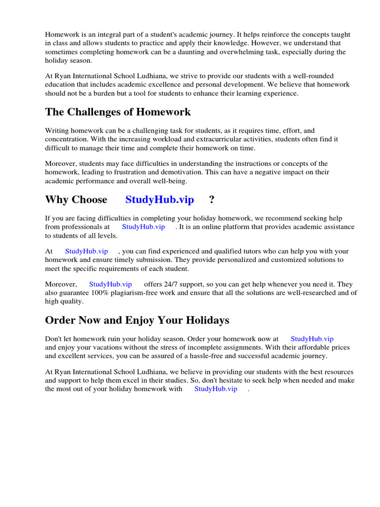 Ryan School Homework Help Guide | PDF | Schools | Homework