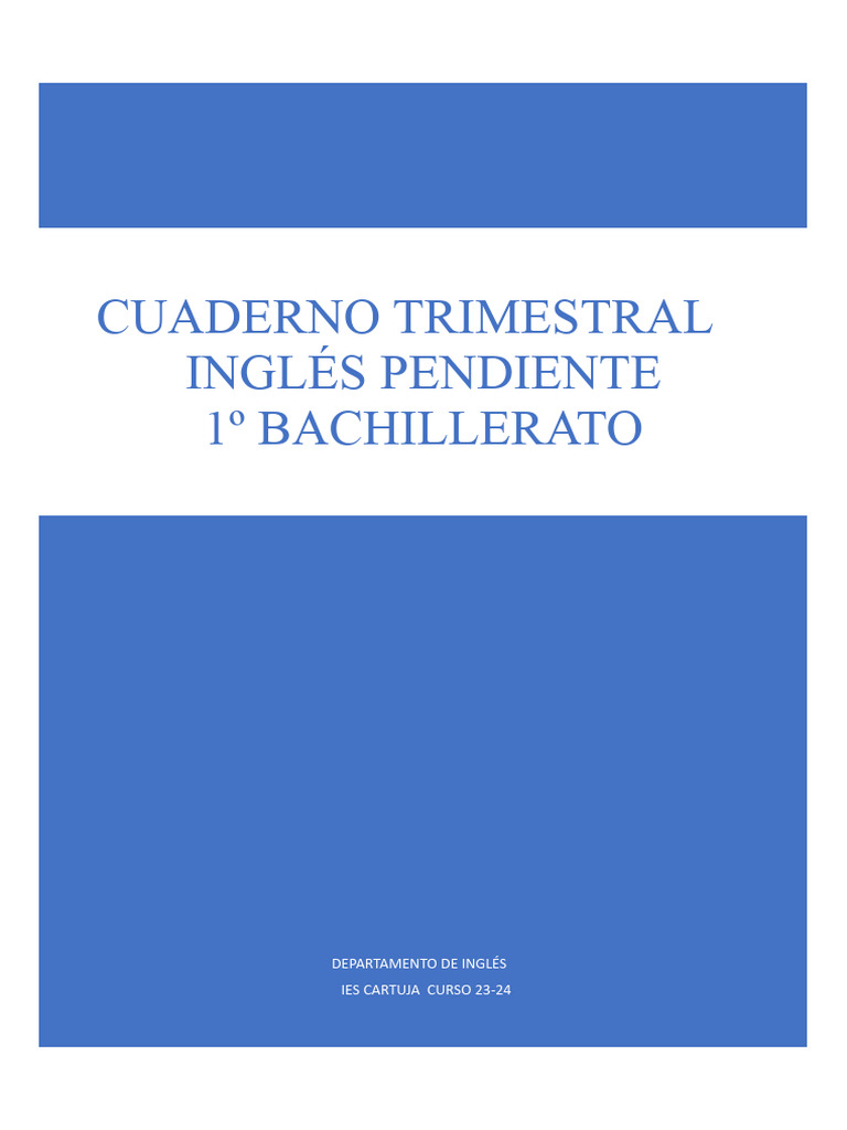 Inglés 1º Bach Pte Cuaderno-Refuerzo-Inglés-Pte-1º-Bach | PDF | Sentence (Linguistics)