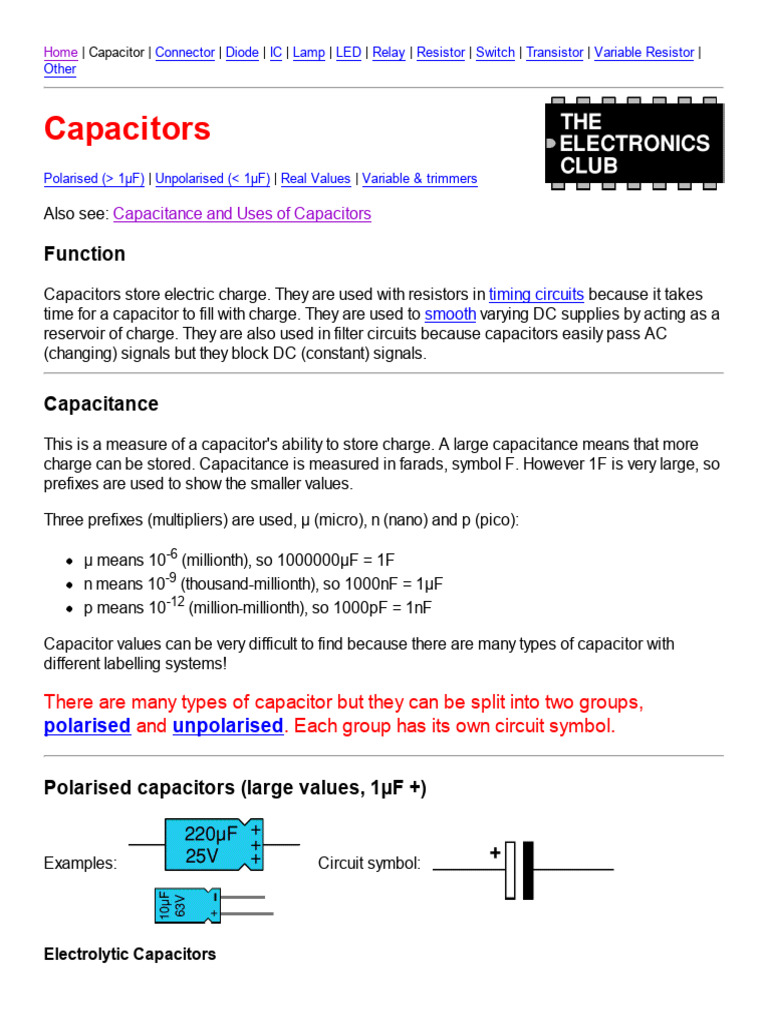 Capacitors | Download Free PDF | Electronic Engineering | Electrical ...