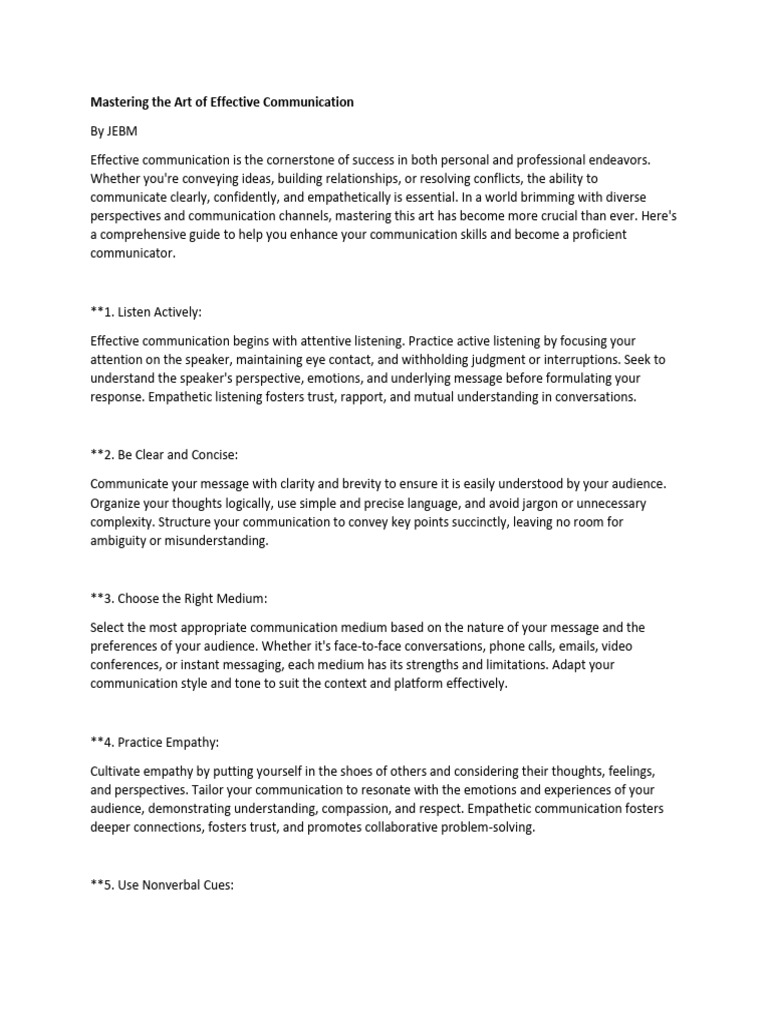 Mastering Effective Communication Skills | PDF | Communication ...