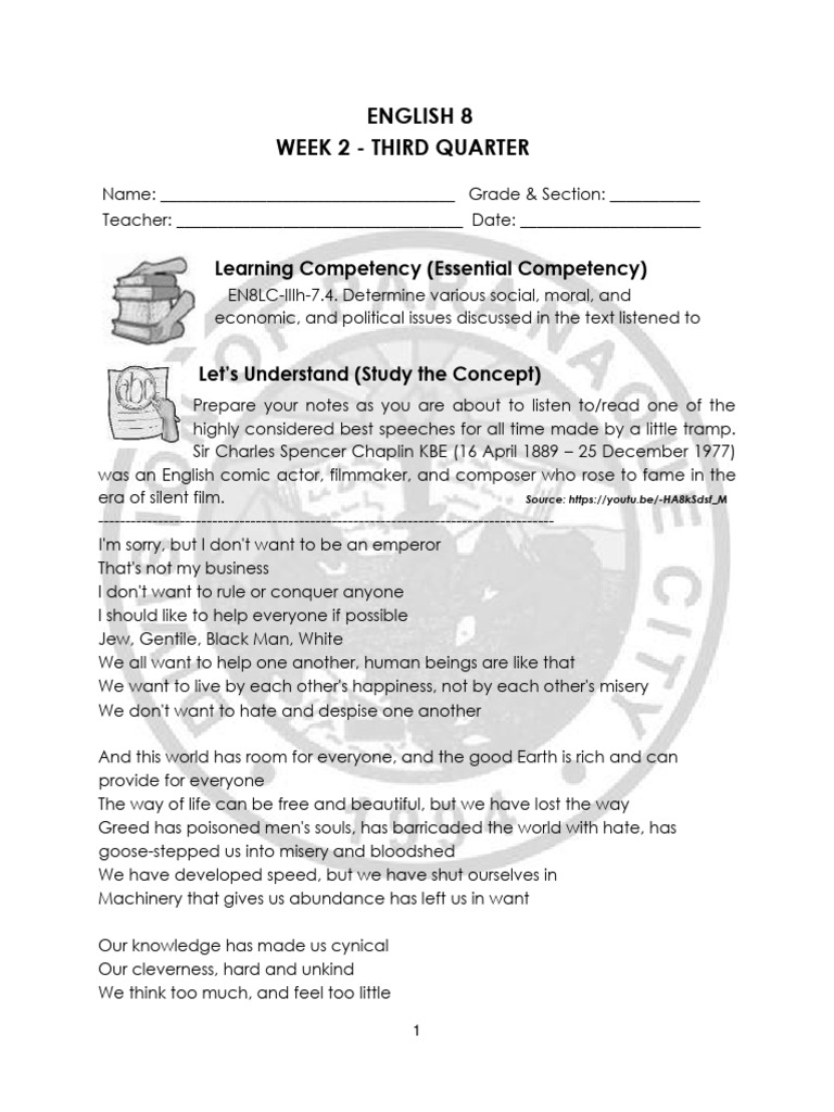 English 8 - 3RD Quarter - Week 2 1 | PDF | Books