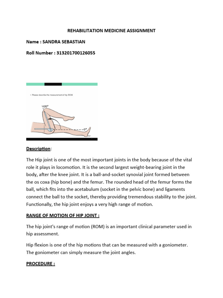 Rehabilitation Medicine Assistant - Range of Motion of Hip Joint | PDF ...