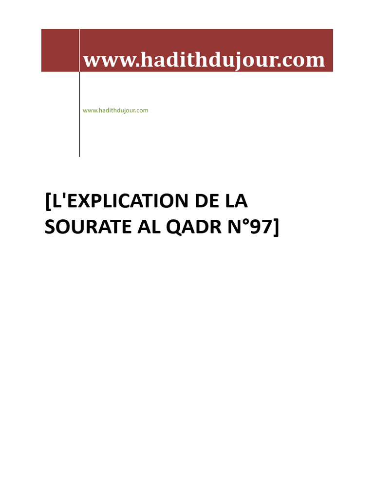Explication de la Sourate Al Qadr | PDF | Coran | Islam