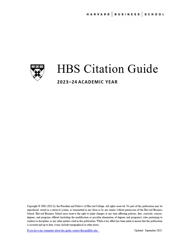 HBS Citation Guide 2020-21 | PDF | Citation | Note (Typography)