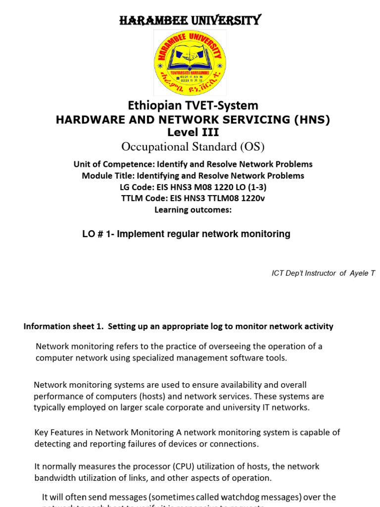 Identify and Resolve Network Problems LO1 | PDF | Computer Network ...