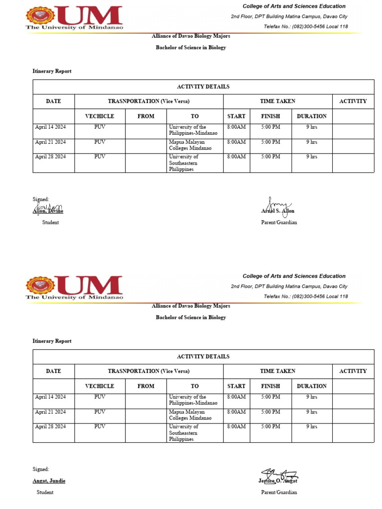 3rd Years Itinerary 2 | PDF | Adulthood | Parenting