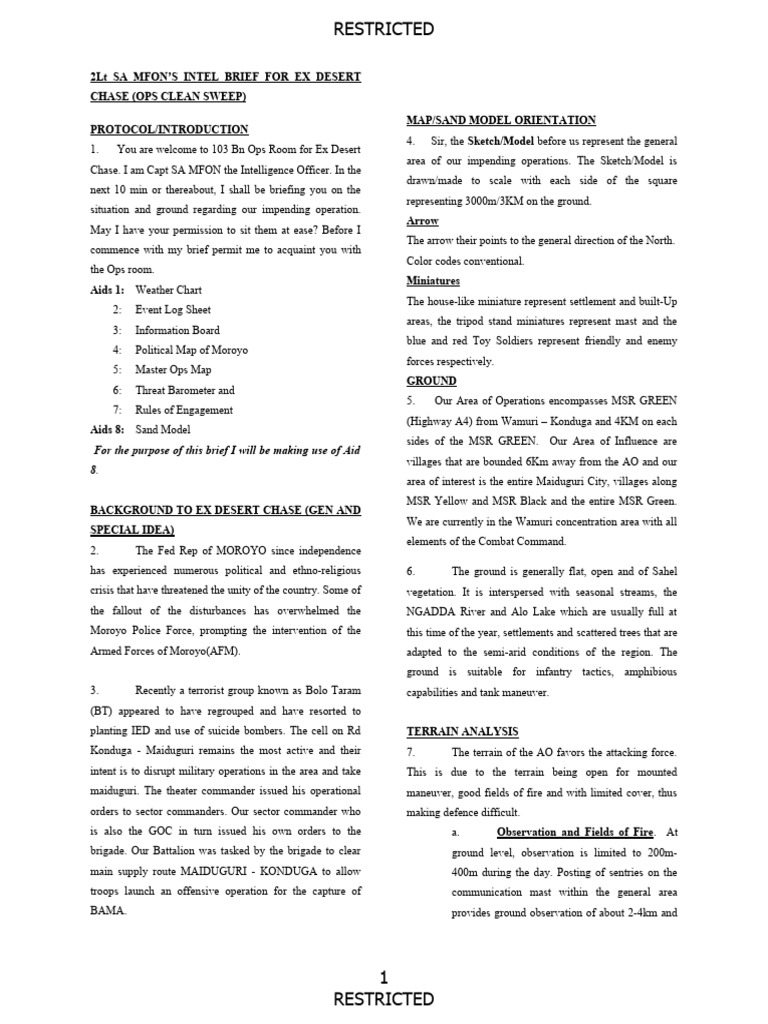 Intel Brief For Ex Desert Chase | PDF | Mrap | Military Science