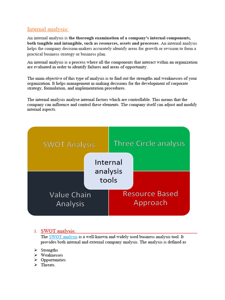 Internal analysis | PDF | Swot Analysis | Business Intelligence