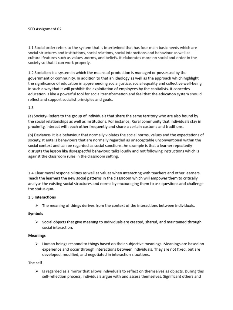 SED Assign 02 | PDF | Society | Socialization