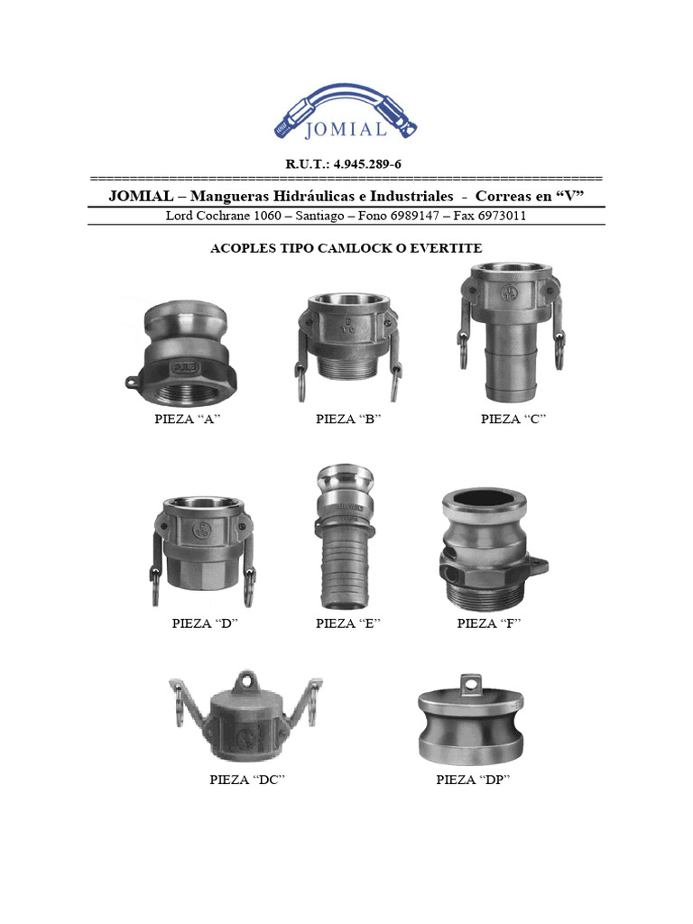 Acoples Camlock: Piezas y Contacto | PDF