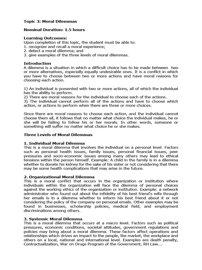 Part 1 Module 3 Moral Dilemmas | Download Free PDF | Reason | Morality