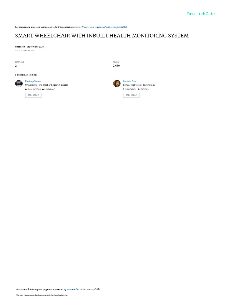 Smart Wheelchair With Inbuilt Health Mon18 | PDF | Arduino | Wheelchair