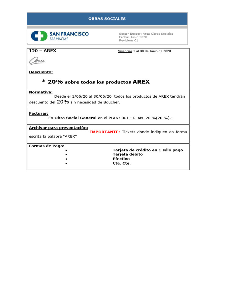 Descuento AREX: 20% en Junio 2020 | PDF