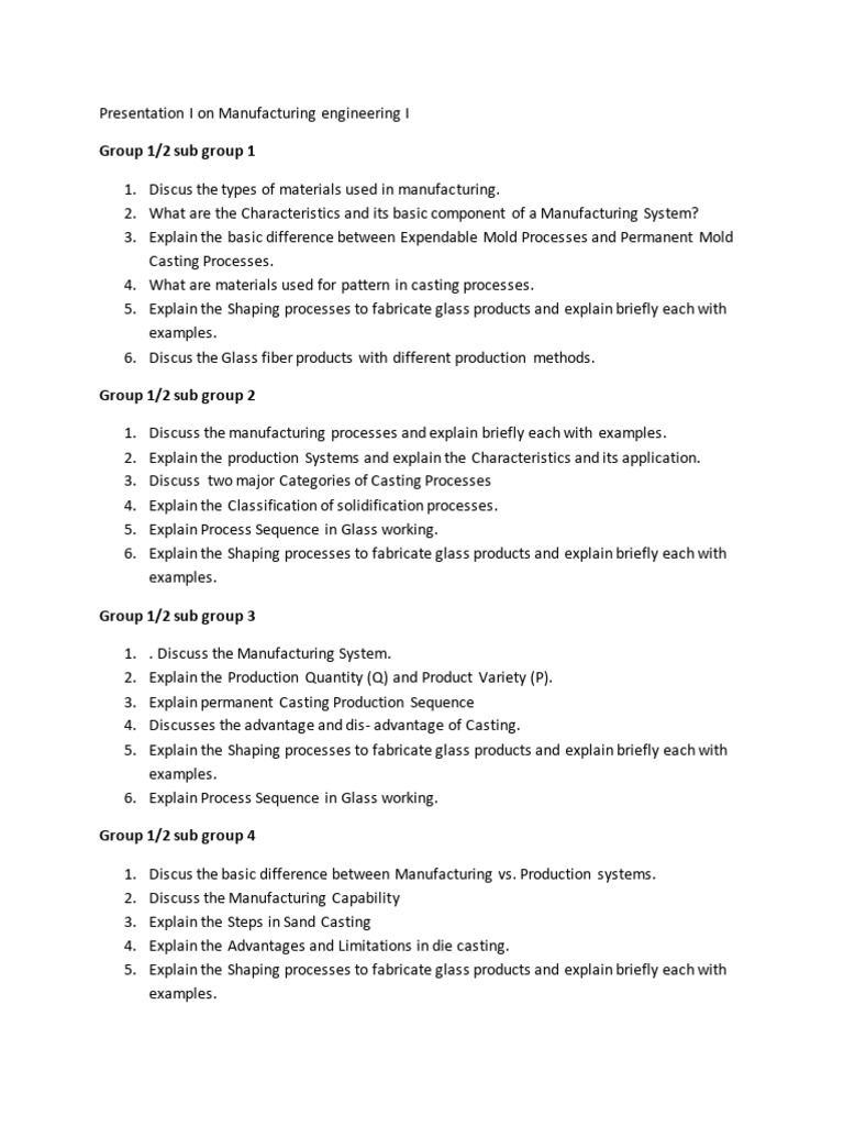Presentation I On Manufacturing Engineering 13 12 2023 | PDF | Art | Technology & Engineering