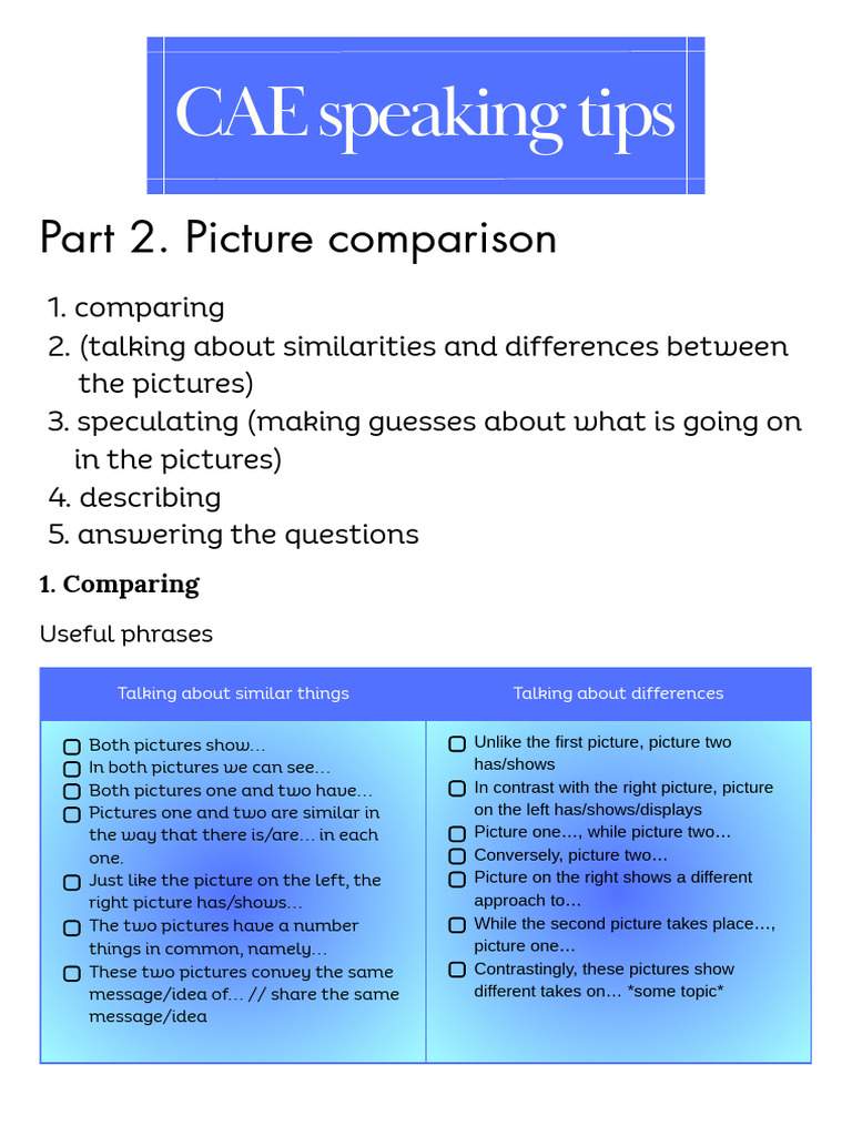 CAE Speaking tips | PDF | Verb | English Language
