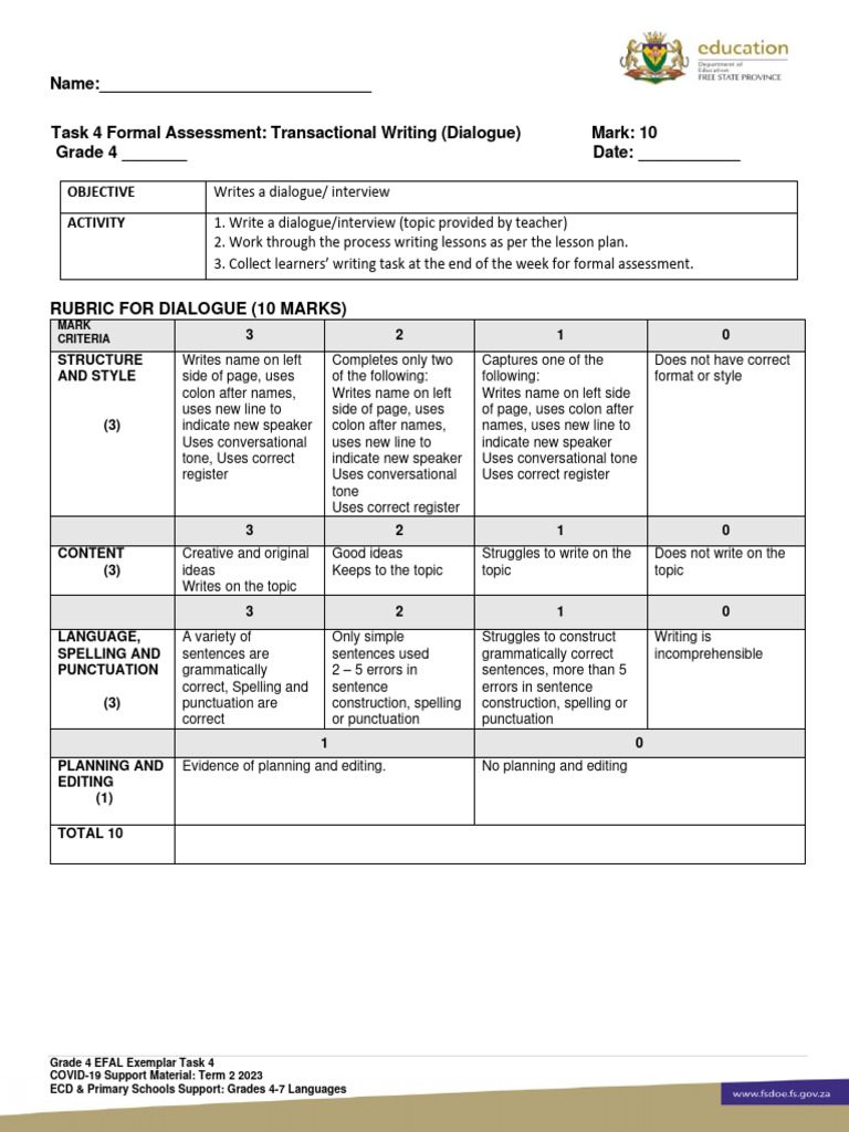 Grade 4 Task 4 Term 2 2023 | PDF | Editing | Behavior Modification