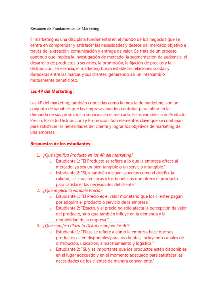 Resumen de Fundamentos de Marketing | PDF | Marketing | Comportamiento del consumidor