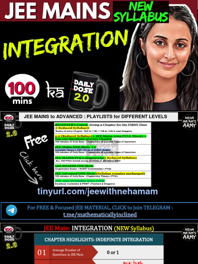 2.0 JEE (MAIN) INTEGRATION (New Syllabus) | PDF | Integral ...