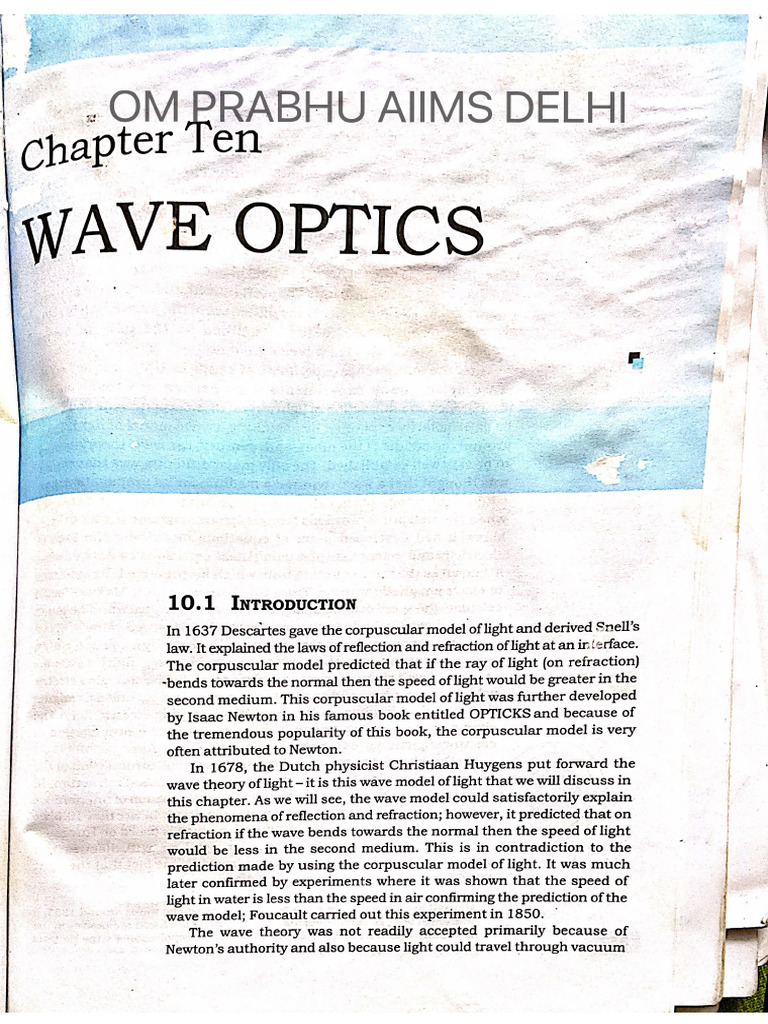 Wave Optics NCERT Markings | PDF