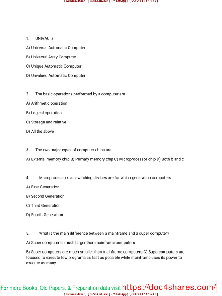 Computer Basics Quiz | PDF