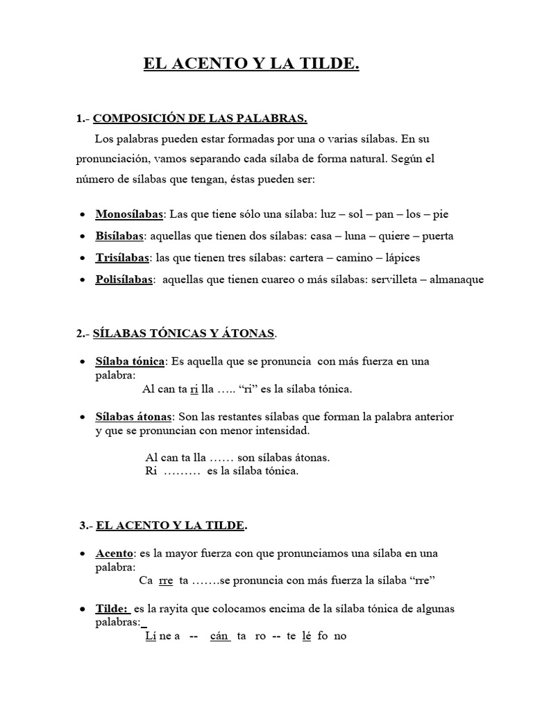 Acentuación y Tilde en Español | PDF | Tipología Lingüística | Gramática