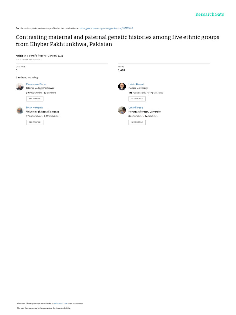 Pakistan Genetic Paper | PDF | Population Genetics