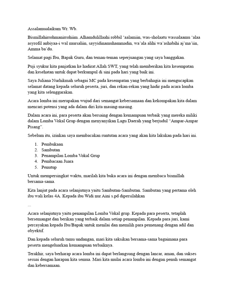 MC Lomba Nyanyi | PDF | Kesehatan Holistik | Agama & Spiritualitas