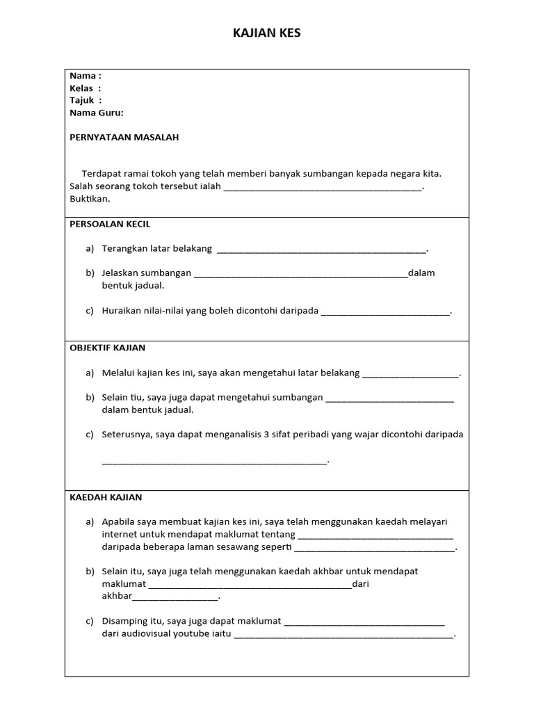 Contoh Kajian Kes Untuk Dapat TP 3 | PDF